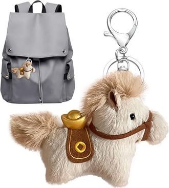 Generico Porte-cl&eacute;s en forme de cheval - pendentif ann&eacute;e de cheval de 10 cm | pendentif en peluche pour sac, pour homme, fille, petit ami, amant, voyage, maiso