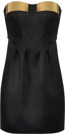 Elisabetta Franchi Femme, Robes, Noir, Taille: 38 FR Mini-robe en satin duchesse