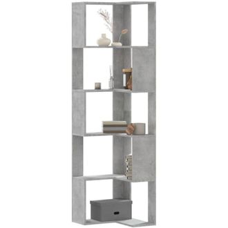 vidaXL Vidaxl - Biblioth&egrave;que dangle &agrave; 5 niveaux gris b&eacute;ton bois ding&eacute;nierie
