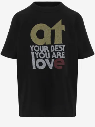 sacai Logo-Print Cotton T-Shirt - Black