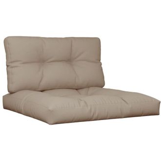 vidaXL Vidaxl - Coussins de palette lot de 2 taupe - Tissu 100% polyester - Dimensions 70x70x12 cm et 70x40x12 cm - Imperm&eacute;ables pour meubles de jardin