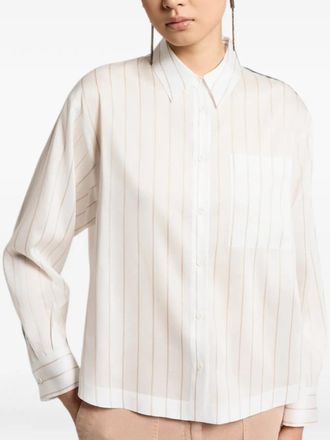 PESERICO Womens Vertical-Stripe Chest-Pocket Shirt Aw26 W