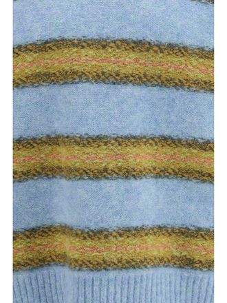 Dries Van Noten Mens Crewneck Striped Sweater Light Blue Alpaca (vicugna Pacos)