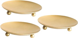 Lioobo Set Aus 4 Eleganten Kerzenhaltern in Gold Und Schwarz - Stilvolle Metallkerzenst&auml;nder F&uuml;r Stumpenkerzen Mit 7-5 cm Durchmesser - Ideal F&uuml;r Hochzeit We