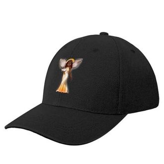 Generic Casquette de baseball ange avec colombe II - Ange noir de la paix! avec lueur, cheveux afro, yeux bruns, l&egrave;vres rose cerise et peau marron fonc&eacute;