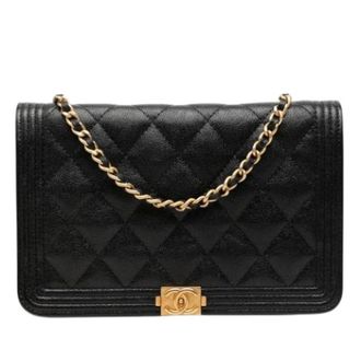 Chanel Portefeuille sur cha&icirc;ne Boy Pre-owned - Femme - Pre-owned - Noir - Taille: ONE Size