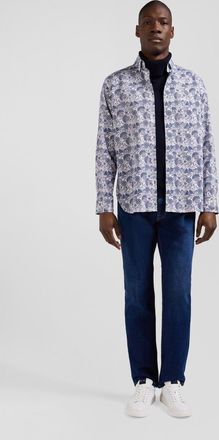 Eden Park Chemise En Coton &Eacute;crue Et Bleue &Agrave; Imprim&eacute; Graphique Coupe Regular