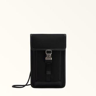 Furla Man Cosmo Mobiltelefonh&uuml;lle Nero Schwarz Nylon + Selene-kalbsleder Herren