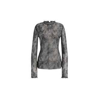 Alberta Ferretti Femme, Blouses et Chemises, Noir, Taille: 36 FR Blouse en dentelle brod&eacute;e avec sequins