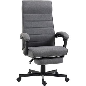 Vinsetto Vinsetto - Chaise de bureau manager ergonomique inclinable r&eacute;glable repose-pied r&eacute;tractable tissu gris