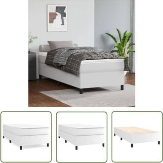 Les Tendances The Living Store Bettgestell Weiß 100x200 cm Kunstleder - Bettes Gestell - Schlafzimmer Möbel - Weißes Bett - Kunstleder Bett - Doppelbett