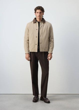 Mango Steppjacke mit Cordkragen beige - Herren - XXL - MANGO MAN