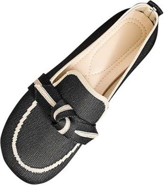 Generic Chaussures plates en maille pour femme - Couleur unie - Respirantes - L&eacute;g&egrave;res - Confortables - Pliable - Pour le travail et les loisirs, Noir, 36.5 EU