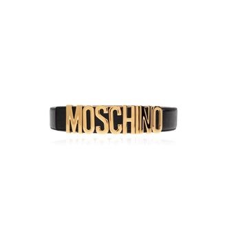 Moschino Logo Lettering Calfskin Belt - - Accessories - Herren - Schwarzk - 90 CM