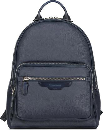 Santoni Rucks&auml;cke - Rucksack aus Leder - Gr. unisize - in Blau - f&uuml;r Damen