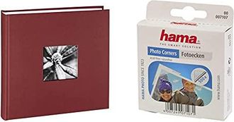Hama Fotoalbum Jumbo 30x30 cm (Fotobuch mit 100 wei&szlig;en Seiten, Album f&uuml;r 400 Fotos zum Selbstgestalten und Einkleben) bordeaux & Fotoecken (500 St&uuml;ck, selb