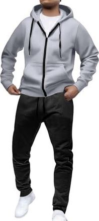 Generic Surv&ecirc;tement De Sport Pour Homme, Sweat &Agrave; Capuche Zipp&eacute; Manches Longues Et Pantalon Ensemble De 2 Pi&egrave;ces, Ample Et Confortable, V&ecirc;tements Chaud Fitness