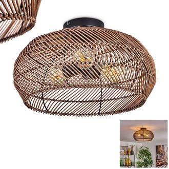 HOFSTEIN Deckenleuchte Brandala, moderne Deckenlampe aus Metall/Rattan in Schwarz/Dunkelbraun, Deckenleuchte im Boho-Design mit tollem Lichteffekt an der Decke
