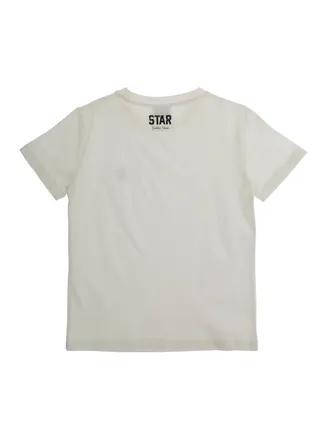 Golden Goose Boys T-Shirt With Metallic Print, White Cotton Hoods & Sweatshirts