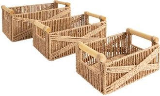 Atmosphera Atmosphera - Lot de 3 caisses eug&egrave;ne Beige l26 31 36cm