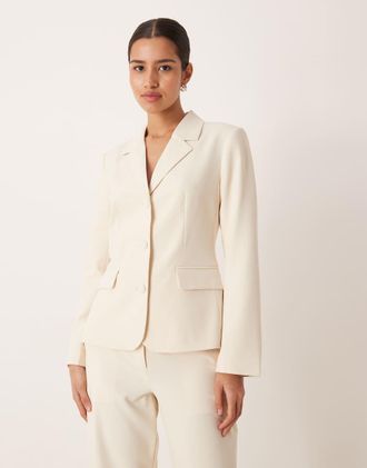 Vila Eleganter Blazer in Birkencreme, Kombiteil-Wei&szlig;