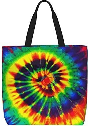Generic Sac De Courses Tie-Dye Sac Biblioth&egrave;que R&eacute;utilisable De Grande Capacit&eacute; Sacs En Toile Pour Femmes, Pour Burea, Shopping, &Eacute;cole, Tous Les Jours