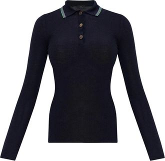 Etro Strickwolle Jacquard Poloshirt - - Tops - Damen - Blau - 2XL