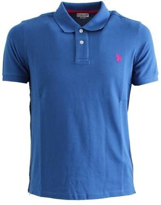 U.S.Polo Association Polo classique pour homme, Bleu radeau/rouge, Taille L