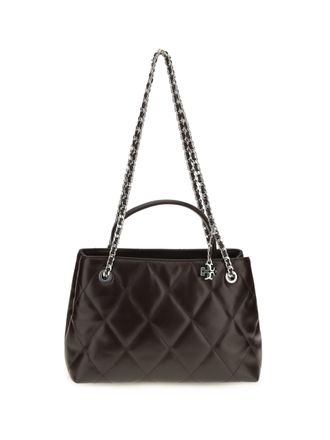 Tory Burch Fleming Calfskin Leather Tote Bag - Brown