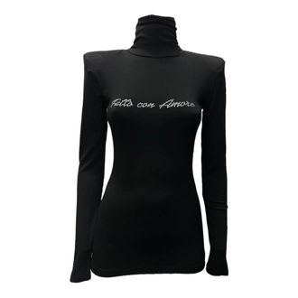Giulia N Couture Schwarzer Rollkragenpullover - - Knitwear - Damen - Schwarzk - 2XS