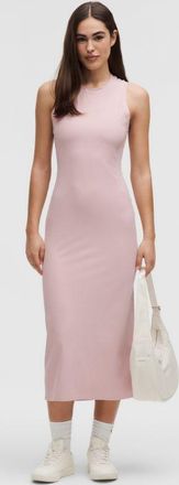 lululemon All Aligned geripptes Midi-Kleid f&uuml;r Frauen - Gr&ouml;&szlig;e 10 in Pink Haze