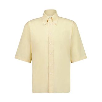 Christophe Lemaire Kurzarmhemd aus gewaschener Baumwoll-Musseline - - Shirts - Herren - Gelb - S