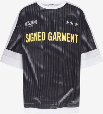 Moschino Bedrucktes T-Shirt aus Bio-Baumwolljersey - Grau