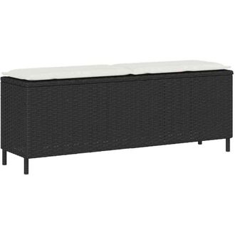 vidaXL Vidaxl - Banc de jardin avec coussin noir 110x30x40,5 cm r&eacute;sine tress&eacute;e