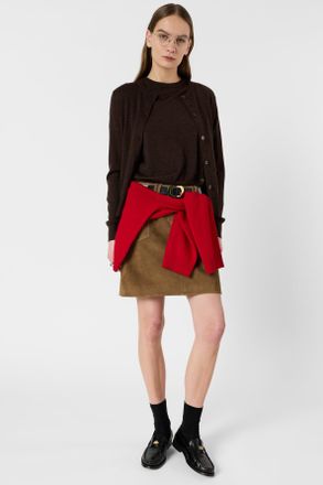 Gerard Darel Col rond sans manche en laine fine - ELSA - Marron