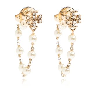 Tory Burch Femme, Accessoires, Jaune, Taille: ONE Size Boucles doreilles Moondance avec perles et cha&icirc;nes