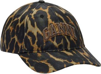 Ganni unisex, Accessoires, Brun, Taille: ONE Size Casquette en nylon imprim&eacute;