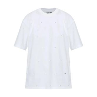 Ganni T-Shirt mit Kristall-Details - - Tops - Damen - Wei&szlig; - XS