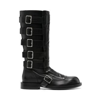 Ann Demeulemeester Homme, Chaussures, Noir, Taille: 41 EU Bottes noires en cuir avec fermeture éclair latérale