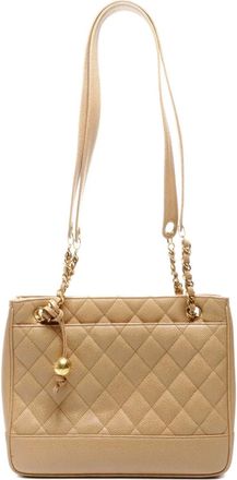 Chanel 1991-1994 quilted leather tote bag - Nude