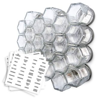 Gneiss Spice Leere magnetische Gew&uuml;rzgl&auml;ser | Erstellen Sie ein vertikales Gew&uuml;rzregal am K&uuml;hlschrank | Aktualisierter Deckel (Set mit 24 kleinen Gl&auml;sern)