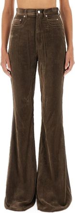Rick Owens Flare Fit Viscose Trousers - Brown