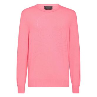 Philipp Plein Homme, Pulls, Rose, Taille: XL Pullover Round Neck LS Skull & Bones