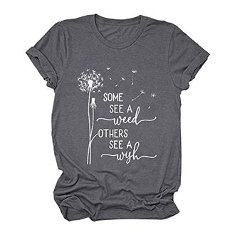 Generic T-shirt d&eacute;t&eacute; &agrave; manches courtes d&eacute;contract&eacute; pour femme - Hauts d&eacute;t&eacute; - Hauts de baseball - T-shirt d&eacute;contract&eacute; - V&ecirc;tements pour adolescentes et filles, 