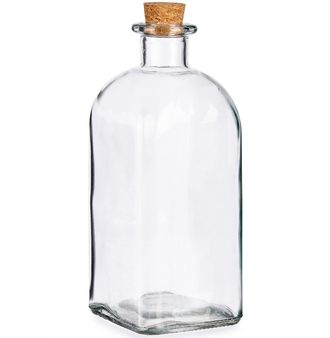DKD Home Decor Vivalto Glasflasche transparent Kork Glas (1000 ml)
