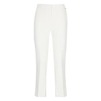 Elisabetta Franchi Femme, Pantalons, Beige, Taille: 36 FR Pantalon en cr&ecirc;pe l&eacute;ger avec breloque logo
