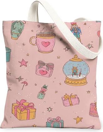 Generic Sacs fourre-tout en toile &agrave; motif de cadeaux festifs, sacs de courses r&eacute;utilisables, l&eacute;gers et lavables, p&ecirc;che, 13x15 Inch