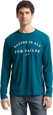 Tom Tailor Herren 1048629 Langarmshirt mit Logo-Print, 38890-Classic Petrol, XXL