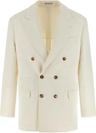 Brunello Cucinelli Homme, Vestes, Blanc, Taille: L Blazer crois&eacute; &agrave; revers en pointe