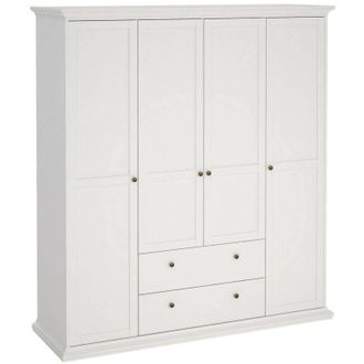 Dmora Grande Garde-Robe Amarena, Armoire Chambre &agrave; Coucher avec Portemanteau, 8 &Eacute;tag&egrave;res, 60.5x200.6h cm Blanc